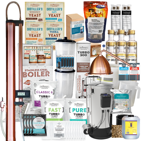 ULTIMATE DISTILLERY KIT with Still Spirits Turbo 500 (T500) Copper Con ...